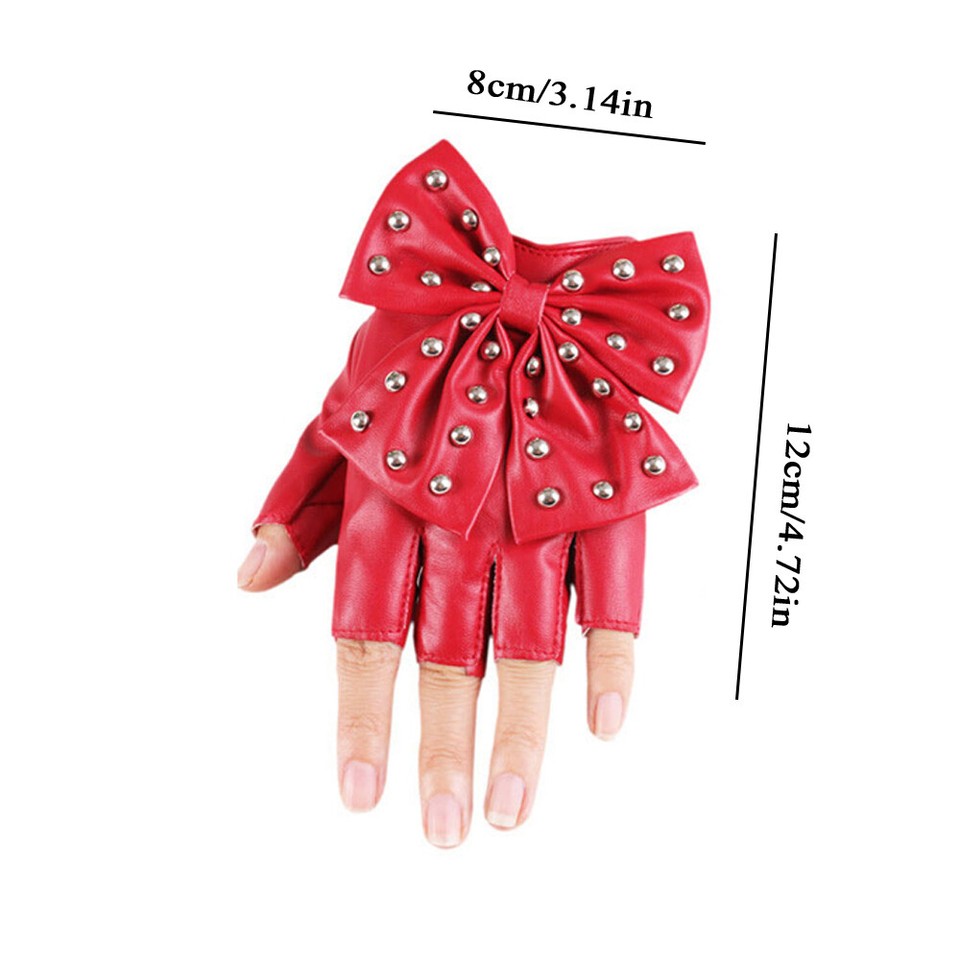 Fingerless Gloves PU Leather Gloves Ladies Dancing Party Half Finger ...