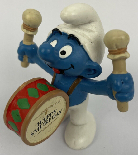 2007 Schleigh Smurfs 20707 Drummer Smurf Happy Smurfday On Drum Germany ...