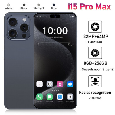 i15 Pro Max 256GB Android 13 Unlocked Smartphone Dual SIM GSM+WCDMA ...