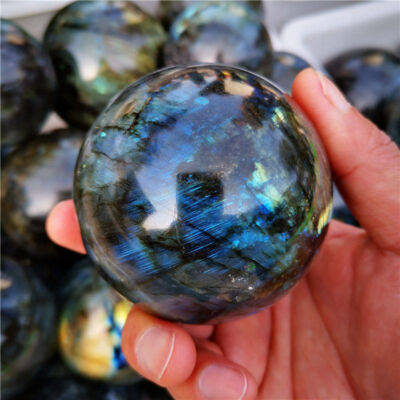 60mm Natural Rainbow Labradorite Quartz Crystal Sphere Energy Healing ...