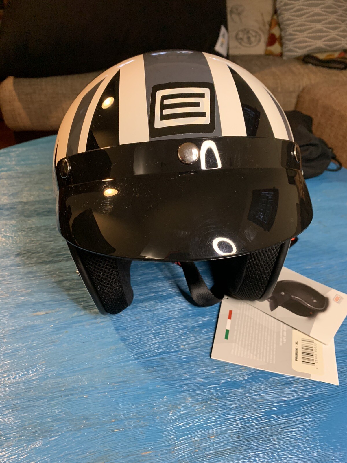 Orgine Primo Retro Open Face Motorcycle Helmet with Black White Grey ...