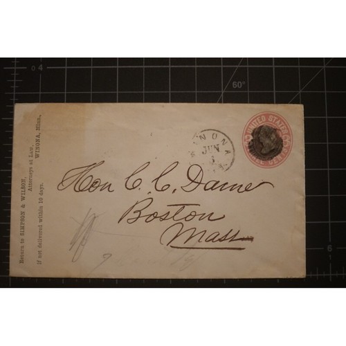 Winona Minnesota to Boston MA Hon CC Dame Box received cancel back on ...