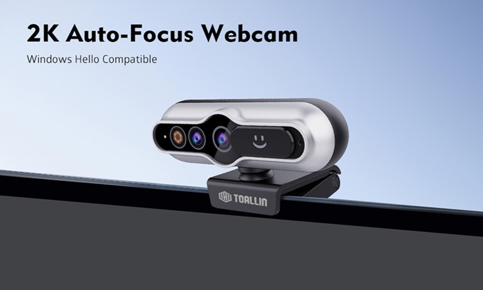 TOALLIN 2K QHD Webcam Auto-Focus Windows Hello Privacy Shutter with ...