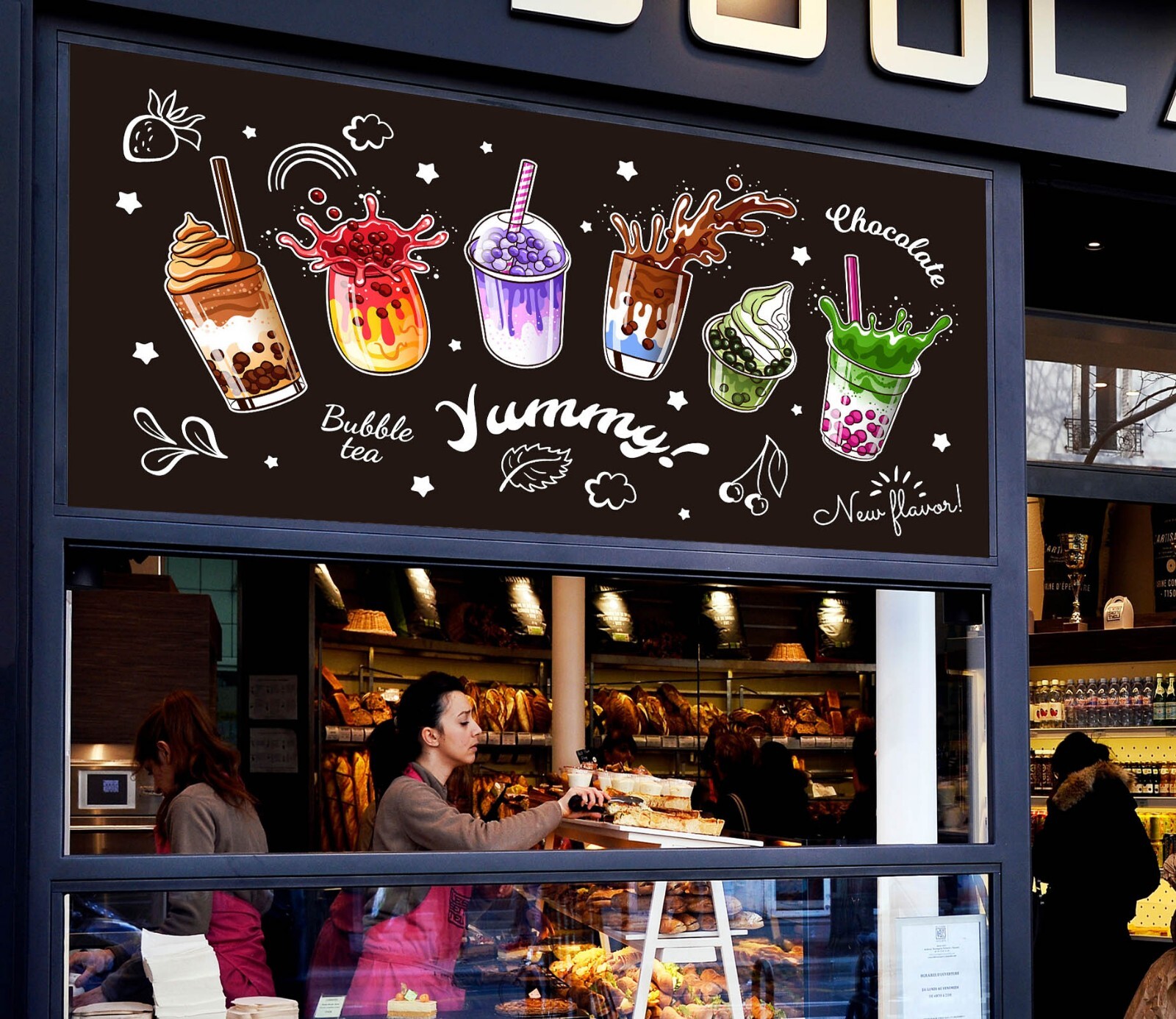 3D Bubble Tea A043 Pearl Tea Shop Window Stickers Vinyl Wallpaper Murals Amy | eBay