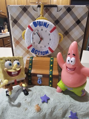 Sponge Bob Patrick Bikini Bottom Talking Alarm Clock Battery 2002 ...