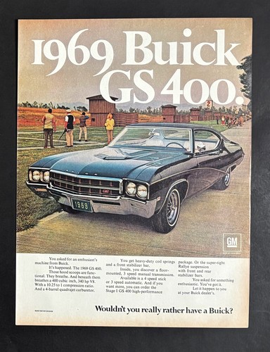 1969 Buick Stage I GS 400 Preview 1968 Vintage Small Poster Type Ad ...
