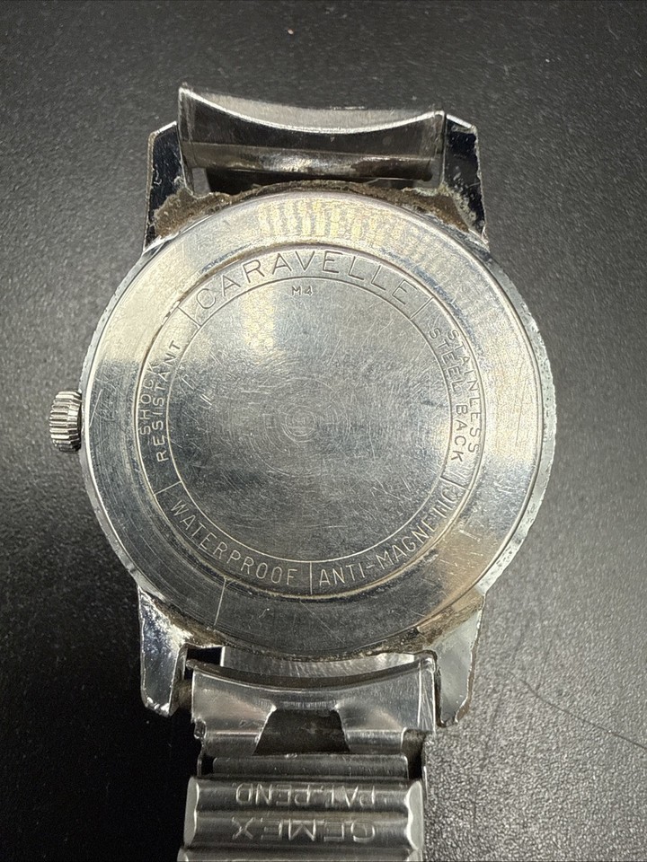 Vintage 1964 Caravelle Bulova M4 Men's Watch Glow In Dark Dial AS IS ...