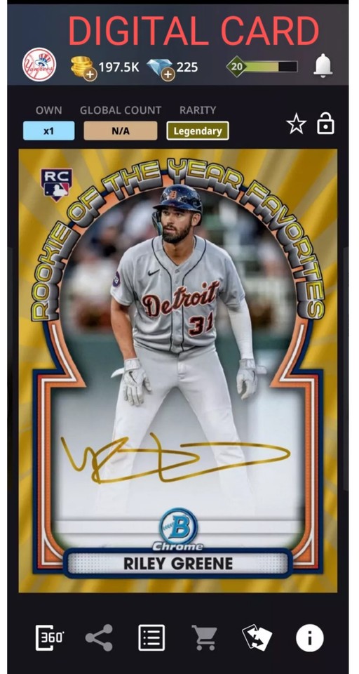 Topps Bunt Riley Greene Auto Signature Legendary DIGITAL | eBay