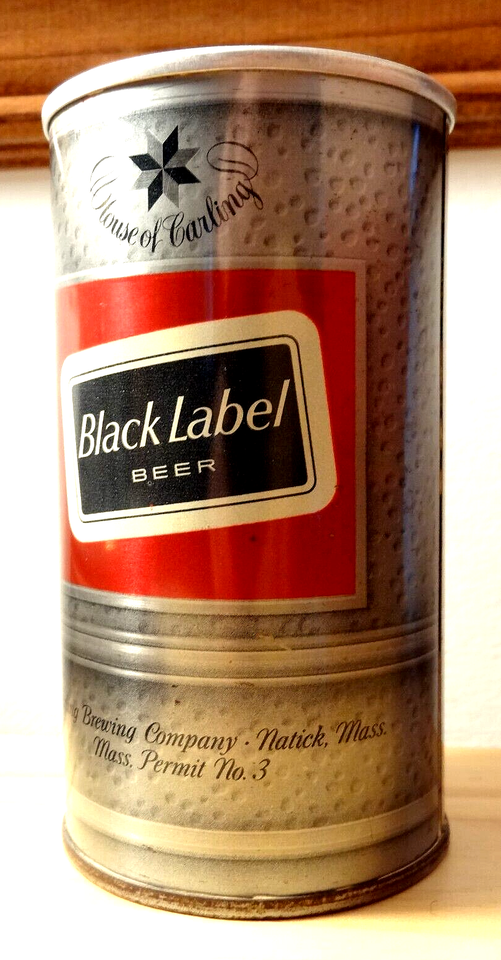 Black Label 12 Oz. Straight Steel Pull Tab Beer Can Silver/Grey Back ...