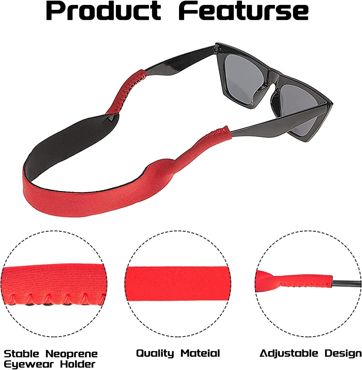 6Pcs Neoprene Glasses Strap Sport Lanyard Cord Spectacles Sunglasses ...