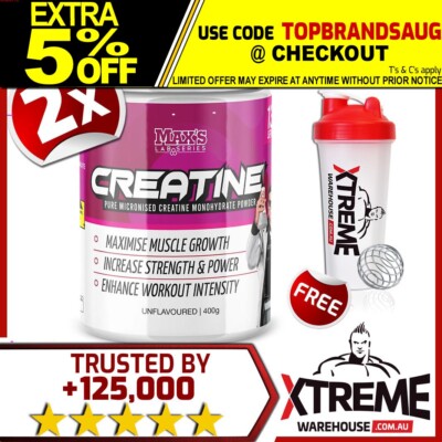 2 X MAX'S CREATINE 400g CREATINE // MICRONIZED MONOHYDRATE GROWTH TWIN ...
