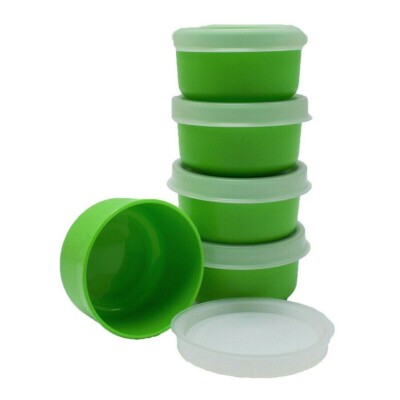 Tupperware Smidgets Green w/Sheer Seals Mini 1 oz Containers Set of 5 ...