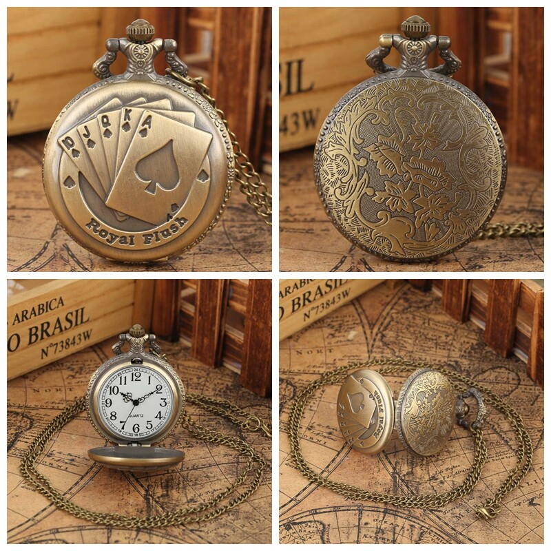 Steampunk Quartz Analog Pocket Watch with Necklace Chain for Women Men ...