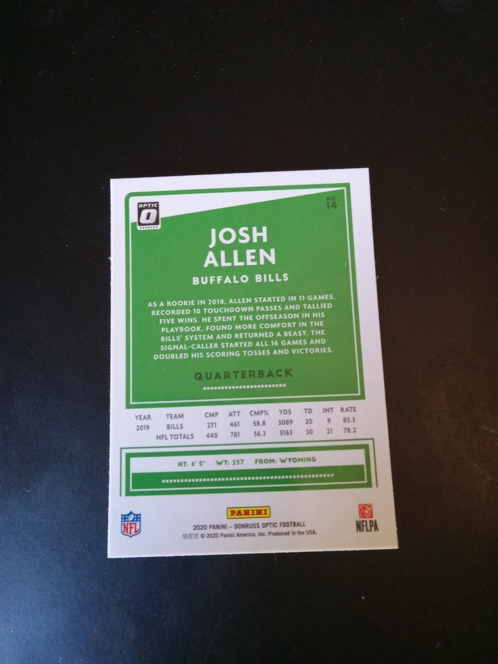 2020 Panini Optic Josh Allen Card # 14 Bills Wyoming NFL Football | eBay