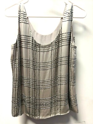 Dana Buchman Women Gray Silk Beaded Blouse Cami Tank Top 10 Petite P ...