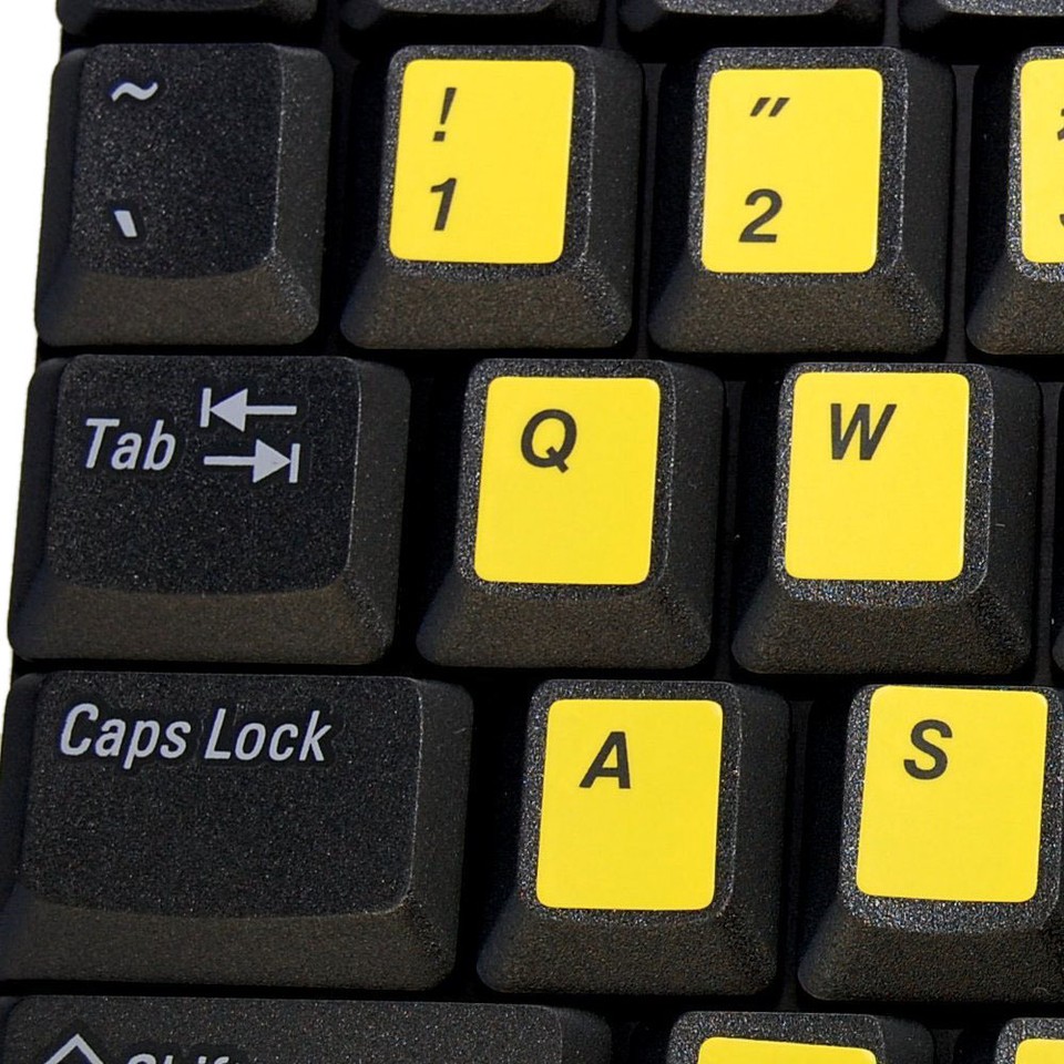 HQRP English PC Laptop Keyboard Stickers Black Letters on Yellow ...