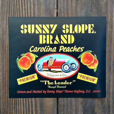 Vintage Original SUNNY SLOPE PEACH Fruit Crate Citrus Box Label 1950s ...
