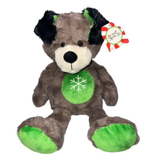 SWEET SPROUTS ANIMAL ADVENTURE DOG GRAY GREEN SNOWFLAKE PLUSH HOLIDAY ...