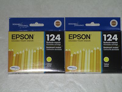 2 Genuine Epson 124 T124 Yellow Color Ink Cartridge..13T124440 . Free ...