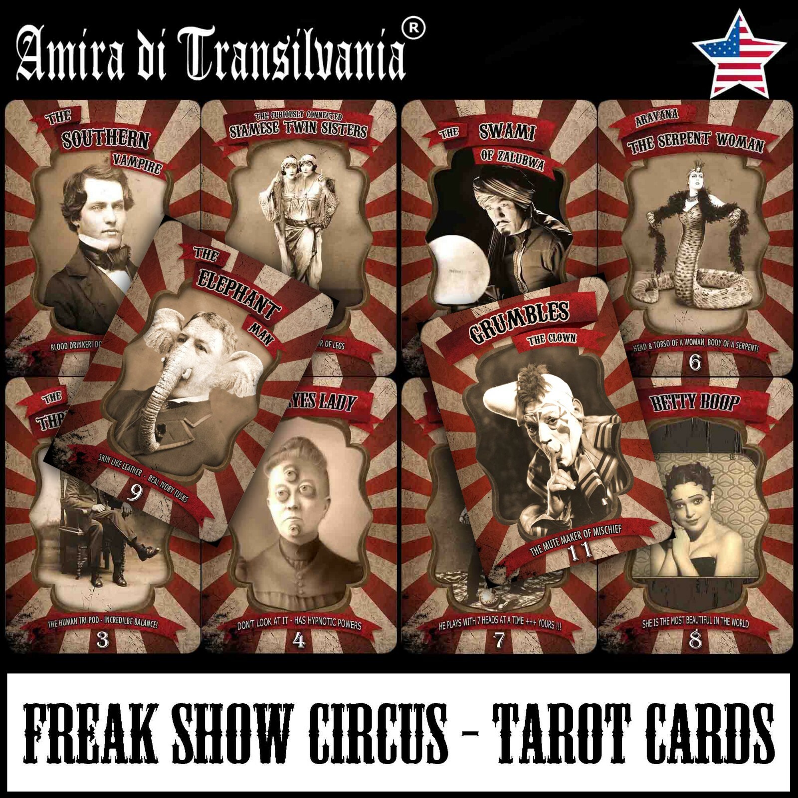 tarot card cards deck rare vintage oracle freak freaks geek circus ...