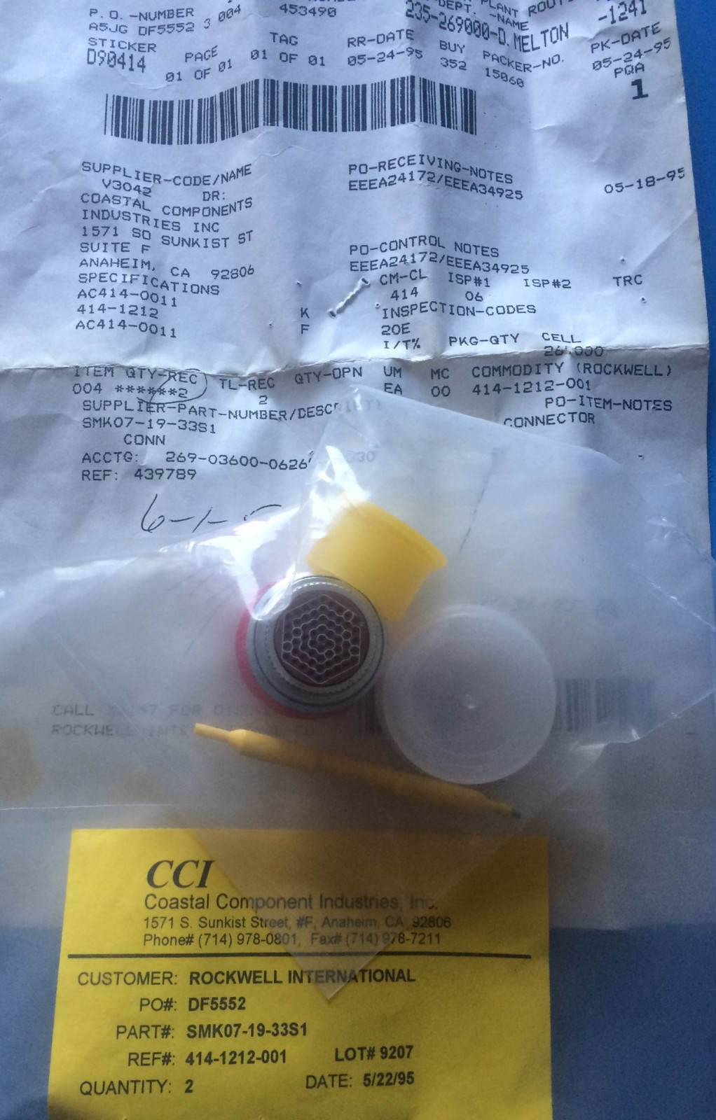 SMK07-19-33S1 DEUTSCH CONNECTOR Circular MIL Spec PLUG ASSY CAPLUG W ...