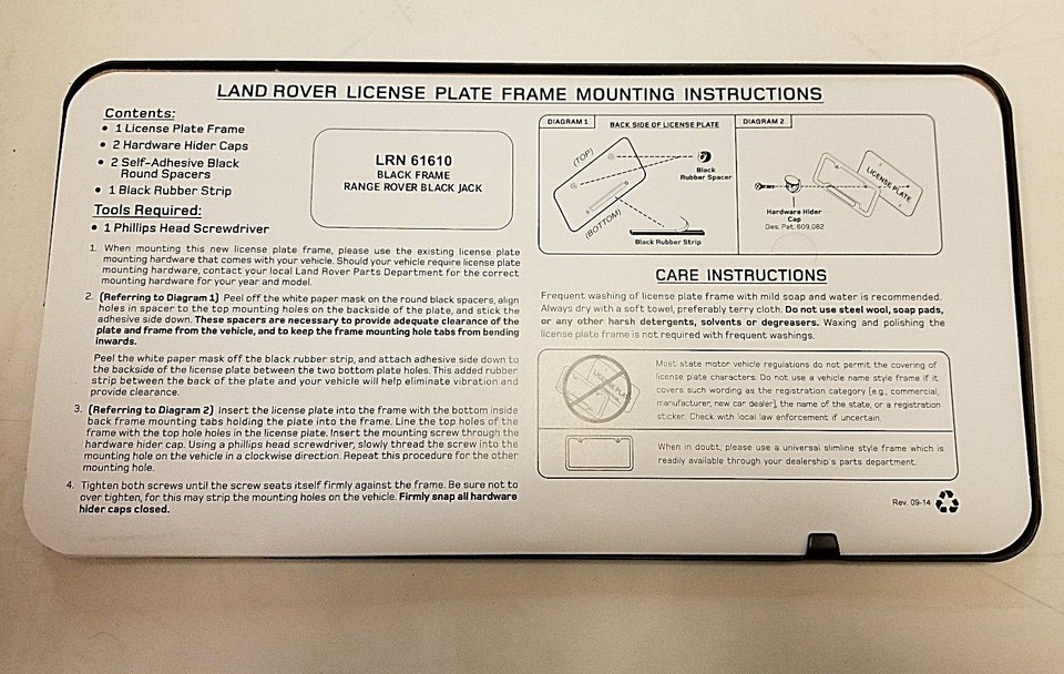 RANGE ROVER UNION JACK LICENSE LICENSE PLATE FRAME - LRN61610 | eBay