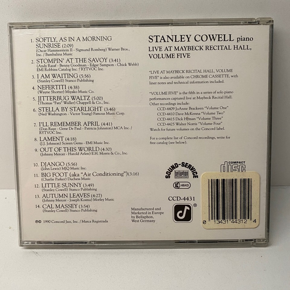 Live at Maybeck Recital Hall, Vol. 5 by Stanley Cowell (1990) | eBay
