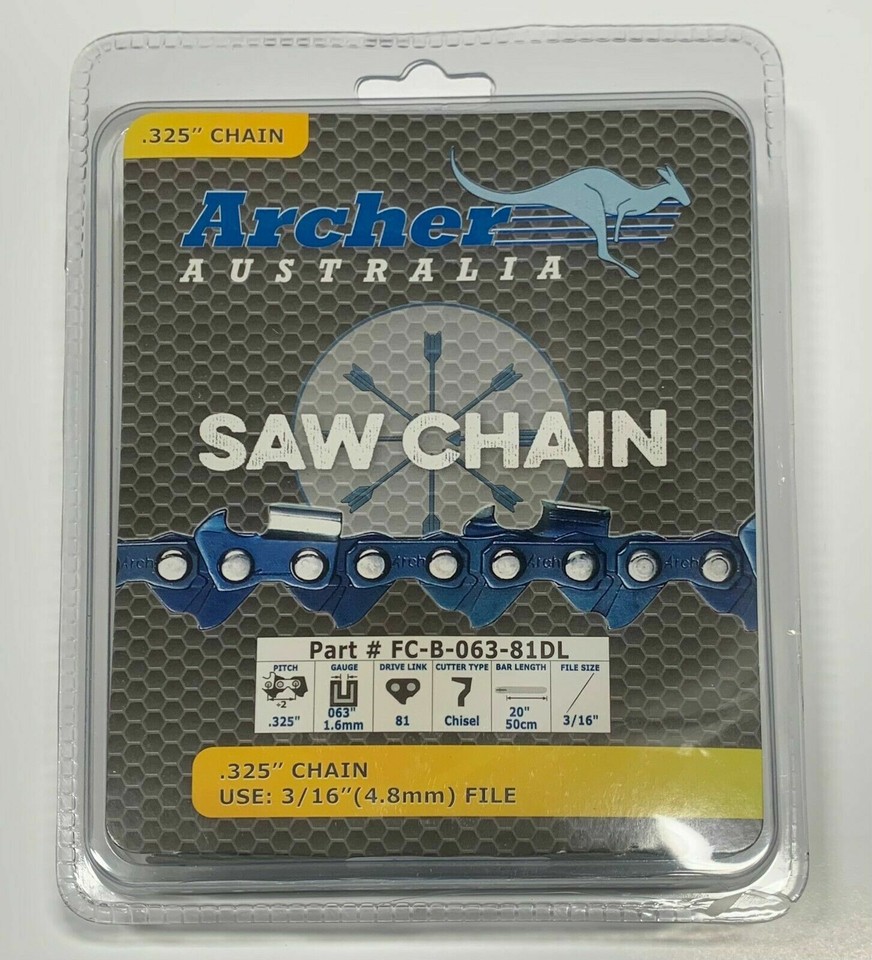 2 Pack 20" Archer Chainsaw Saw Chain CHISEL MS290 MS291 MS390 .325-063 ...