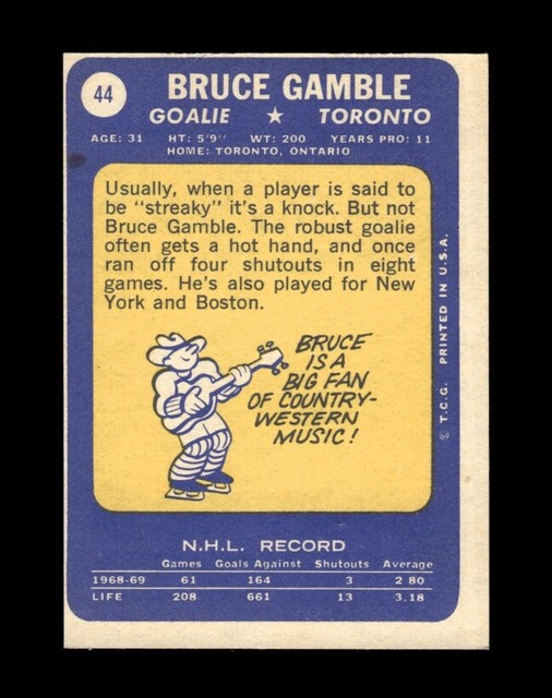 1969-70 Topps - #44 Bruce Gamble for sale online | eBay