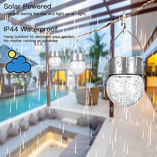 Hanging Solar Ball Lights Outdoor - 8 Pack Cracked Glass Decorative ...