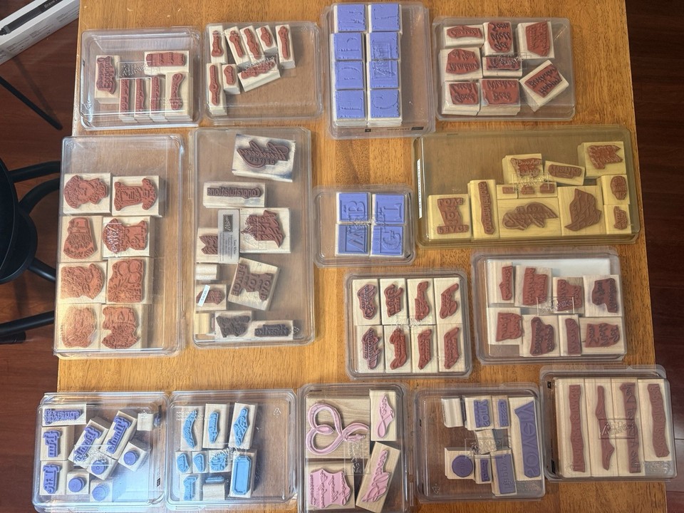 Huge Lot Retired Stampin' Up! Wood Stamps Make It Count All Year Cheer ...