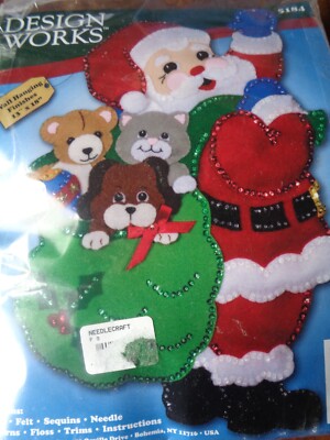 DESIGN WORKS FELT JEWELED WALL HANGING SANTA & PALS KIT #5184 | eBay