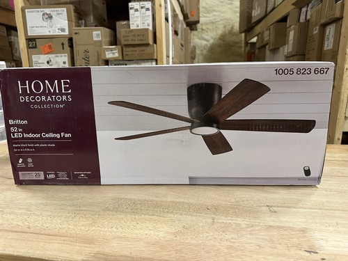 HDC Britton 52 in. Integrated LED Indoor Matte Black Ceiling Fan-Light ...