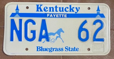 Kentucky VANITY License Plate NGA 62 | eBay