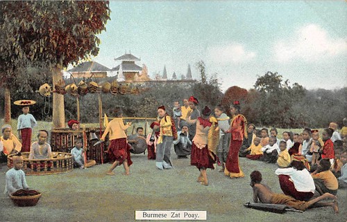 BURMA, MYANMAR, PEOPLE PERFORMING ZAT PWE DANCE-DRAMA AS CROWD WATCHES ...