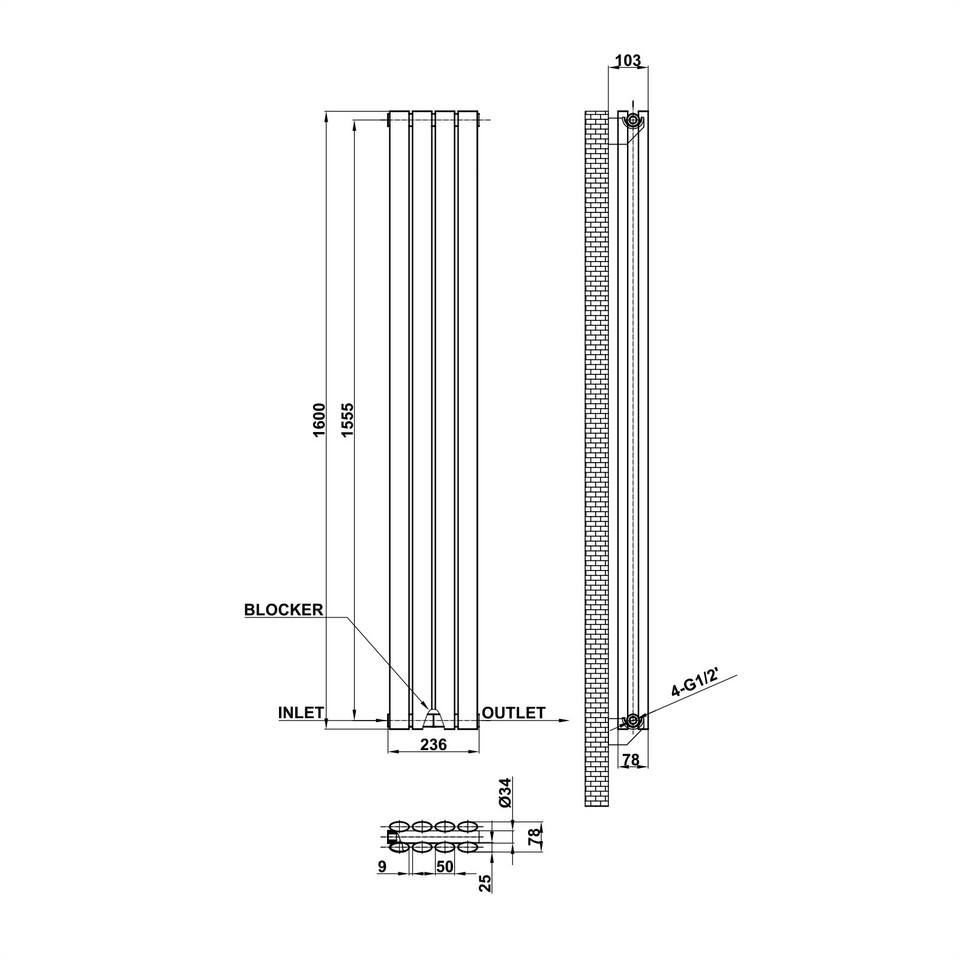 Vertical Horizontal Central Heating Radiator Traditional Oval Column ...