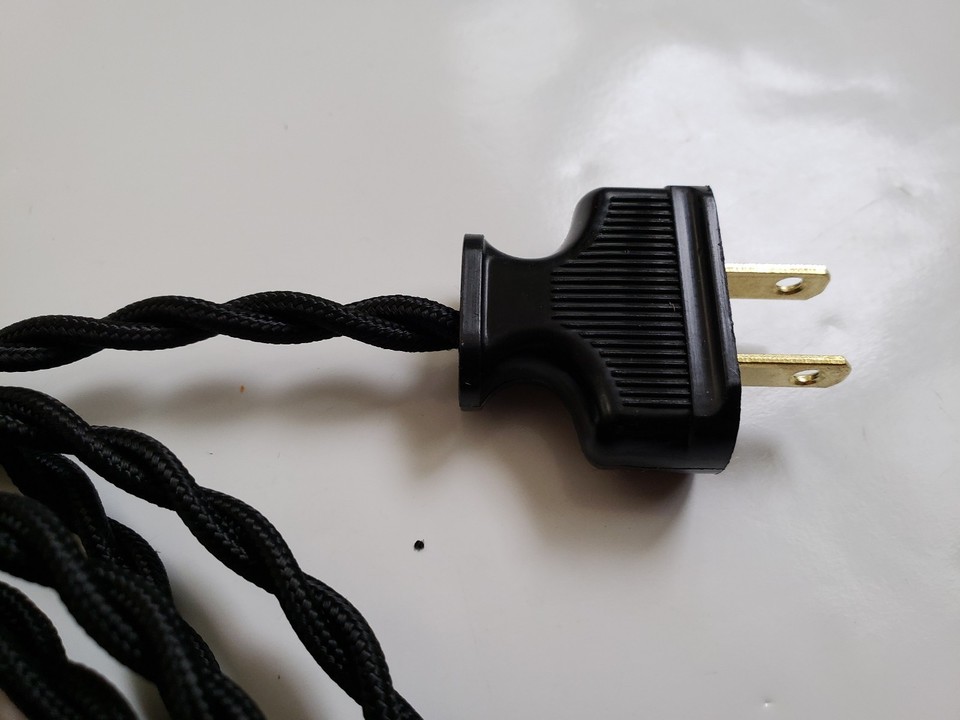 5 PACK Vintage Black Antique Style Electrical Plug Cloth Covered Wire ...