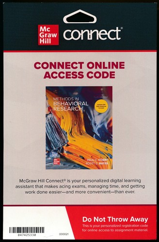 Connect Access Code Card for Methods in Behavioral Research (14th ...