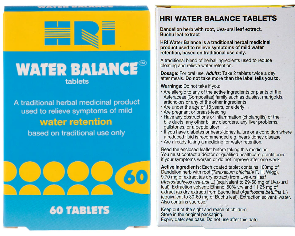 HRI WATER BALANCE TABLETS WATER RETENTION - 60 TABLETS ~ SAME DAY ...