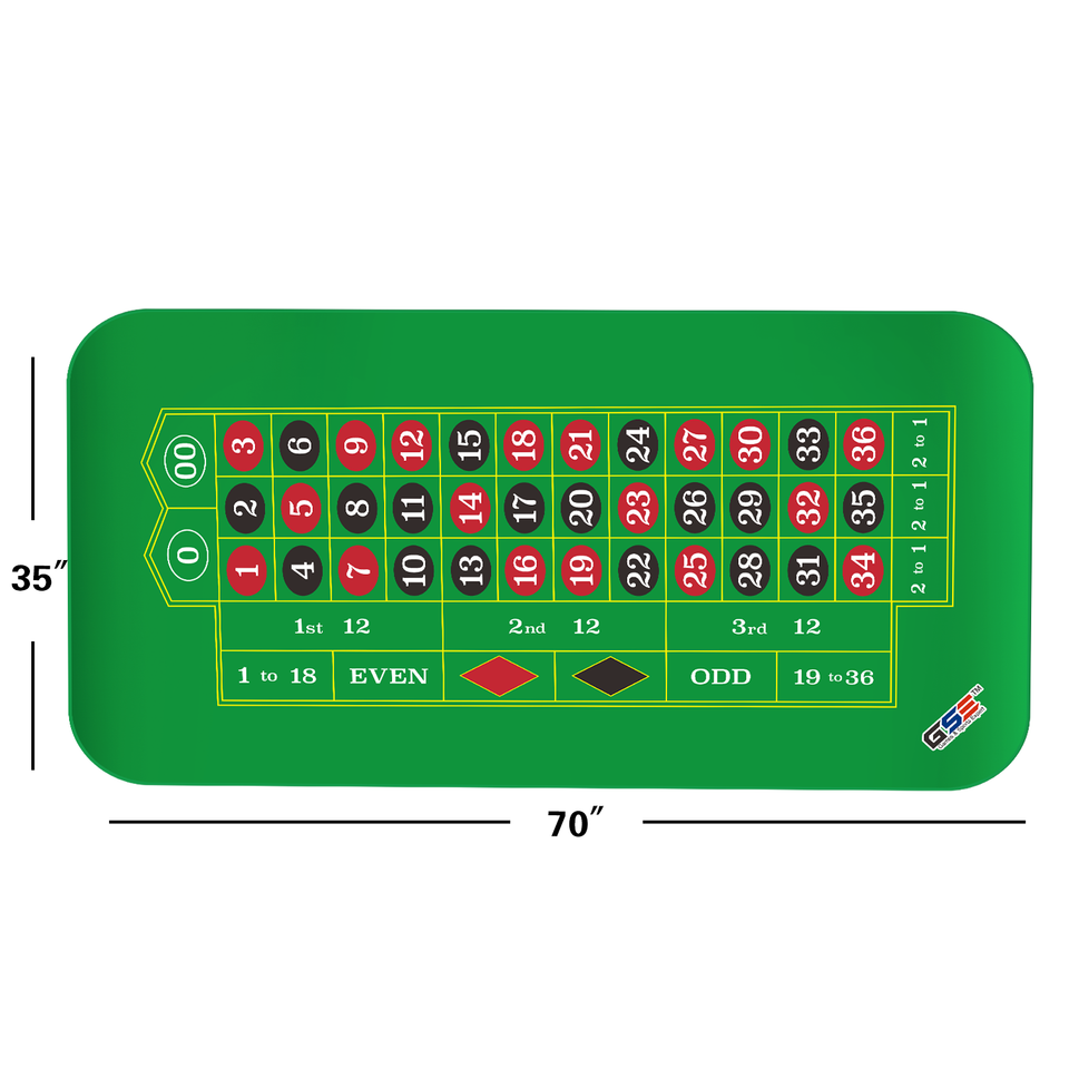 70x35" Casino Roulette Table Top Mat. Portable Rubber Roulette Tabletop ...