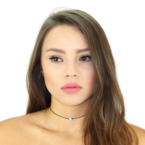 Kristin Perry Leather and Swarovski Crystal Choker Necklace | eBay