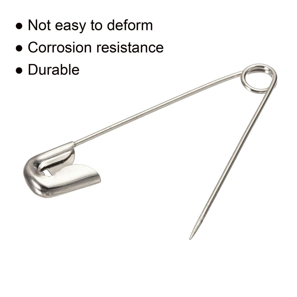 Safety Pins 32mm/1.26 Inch Metal Sewing Pins Silver Tone 1000Pcs ...