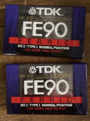 TDK FE90 Ferric Low Noise High Output cassette tapes sealed new X 2 ...