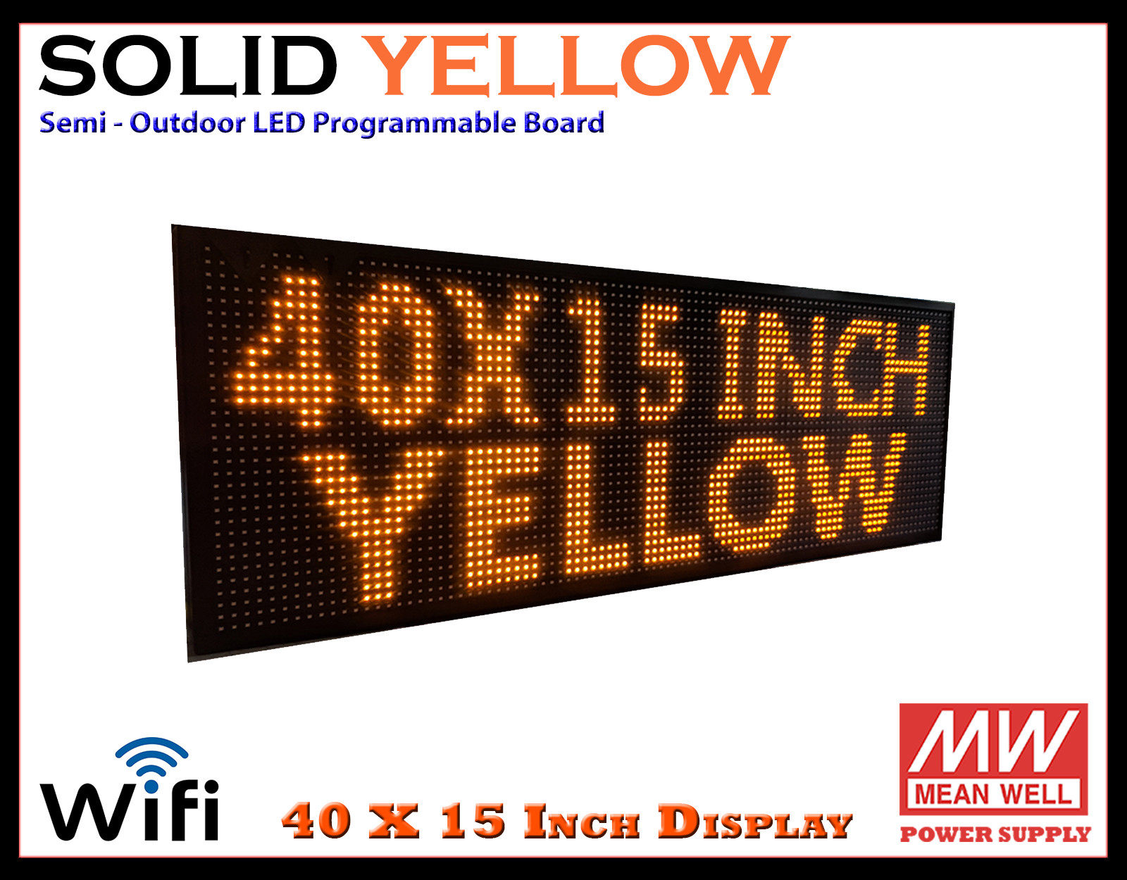 40X15 Inch Yellow WIFI SEMI-OUTDOOR INDOOR LED SCROLLING SIGN (SUPER ...