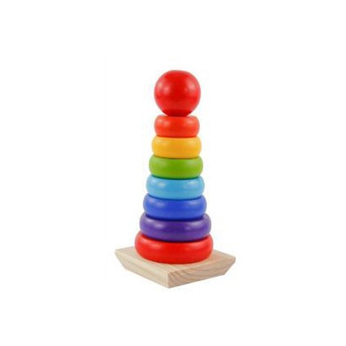 Jeu Éducatif En Bois Pyramide À Anneaux Colorés Empilables Pour Enfants ...