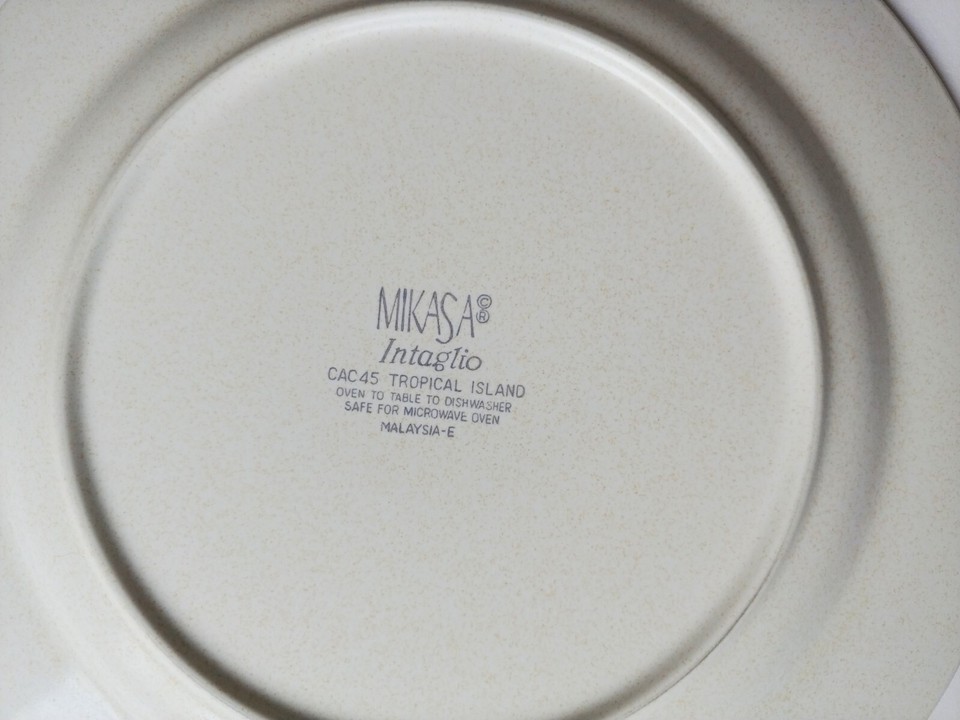 8pc Set (4 Dinner Plates +4 Soup Bowls) Mikasa Intaglio Tropical Island ...