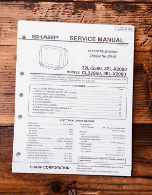 Sharp 32L-S500 -X2000 CL32S50 36L-X2000 TV Service Manual *Original* | eBay