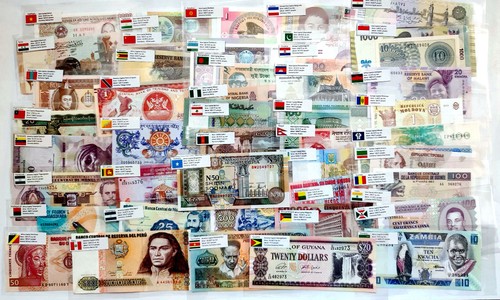 Lots 100 Different Foreign Banknotes World Paper Money UNC English ...