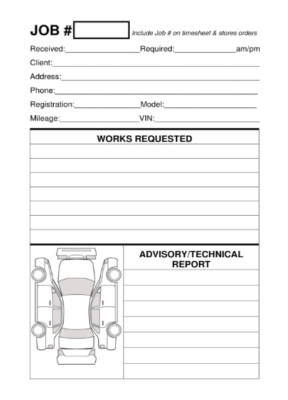 Vehicle Service Repair Job Work Card Record Sheet for Car Service: Book ...