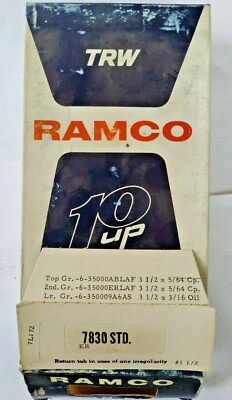 1960-70 Ford Mercury 170 6cyl piston ring set TRW/Ramco #: 7830 STD, 3 ...